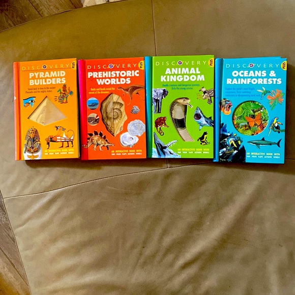 Toys | 4 Discovery Interactive Books W Folds Wheels Flaps Beautifully ...